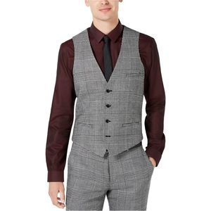 Bar III | Suits & Blazers | Bar Iii Mens Plaid Four Button Vest Black ...
